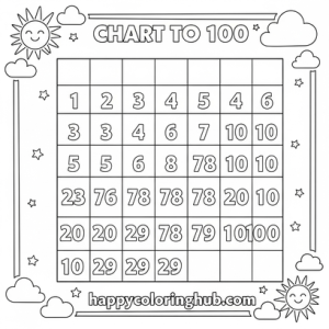 Coloring page of chart to 100 – Happy Coloring Hub – Free Printable ...
