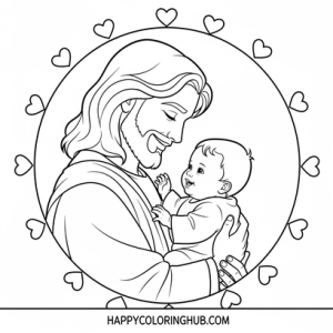 Coloring pages of jesus with children – Happy Coloring Hub – Free ...