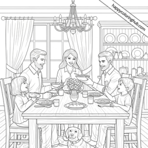 Dining room coloring pages – Happy Coloring Hub – Free Printable ...