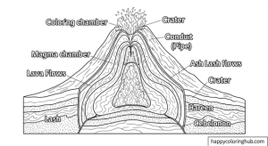 Parts of a volcano coloring page pdf – Happy Coloring Hub – Free ...