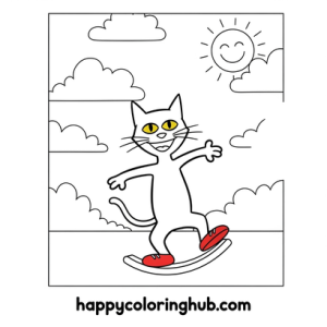 Pete the cat rocking in school shoes coloring page – Happy Coloring Hub ...
