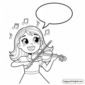 Precious moments playing violin coloring page – Happy Coloring Hub ...