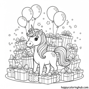 Printable unicorn birthday coloring pages – Happy Coloring Hub – Free ...