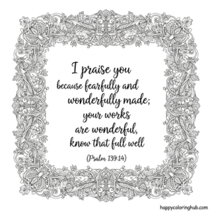 Psalm 139:14 coloring page – Happy Coloring Hub – Free Printable ...
