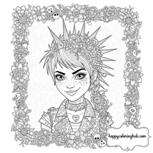 Punk girl coloring pages – Happy Coloring Hub – Free Printable Coloring ...