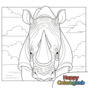 Rhino coloring page – Happy Coloring Hub – Free Printable Coloring ...