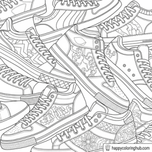 Sneaker coloring pages – Happy Coloring Hub – Free Printable Coloring ...