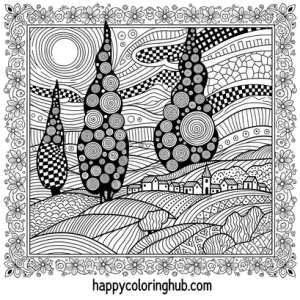 Van gogh coloring page printable – Happy Coloring Hub – Free Printable ...