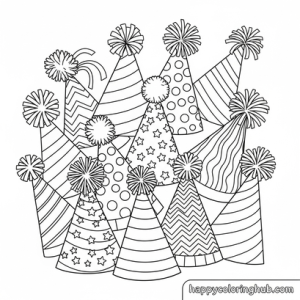 Bold and easy party hat coloring sheets – Happy Coloring Hub – Free ...