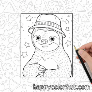 Bold and easy sloth coloring sheets – Happy Coloring Hub – Free ...
