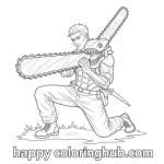 Chainsaw man color page – Happy Coloring Hub – Free Printable Coloring ...