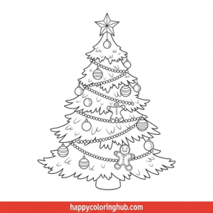 Christmas tree coloring book pages printable high resolution – Happy ...
