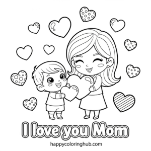 Coloring pages that say i love you mom – Happy Coloring Hub – Free ...