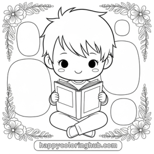 Cozy reading nook simple coloring page – Happy Coloring Hub – Free ...