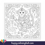 Crayola coloring color by number pages a monkey, 4 keys, 4 locks ...