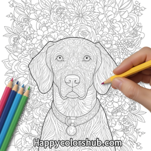 Cute dog coloring pages for adults – Happy Coloring Hub – Free ...