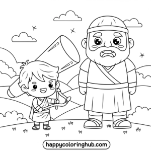 David and goliath coloring page – Happy Coloring Hub – Free Printable ...