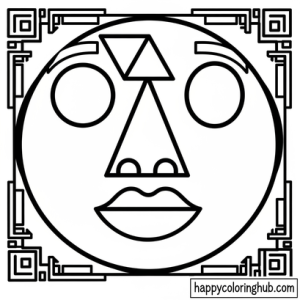 Easy abstract face line art coloring sheets – Happy Coloring Hub – Free ...