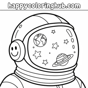 Easy astronaut helmet coloring page – Happy Coloring Hub – Free ...