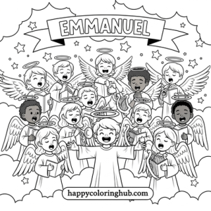 Emmanuel christmas card coloring pages – Happy Coloring Hub – Free ...