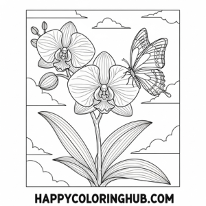 Free downloadable coloring pages plants for adults orchid plant – Happy ...