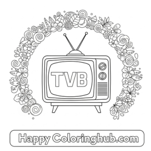 Free printable bold retro tv coloring page – Happy Coloring Hub – Free ...