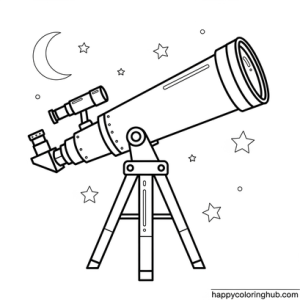 Free printable thick line telescope sheets – Happy Coloring Hub – Free ...