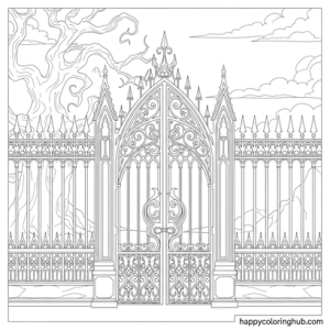 Gothic coloring pages for adults – Happy Coloring Hub – Free Printable ...