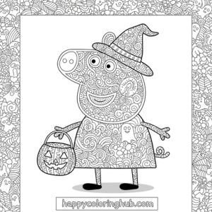 Peppa pig halloween coloring page – Happy Coloring Hub – Free Printable ...