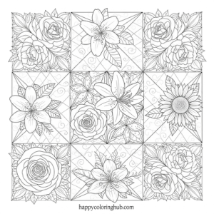 Quilt template coloring pages for preschool – Happy Coloring Hub – Free ...