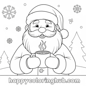 Santa claus drawing with colour – Happy Coloring Hub – Free Printable ...