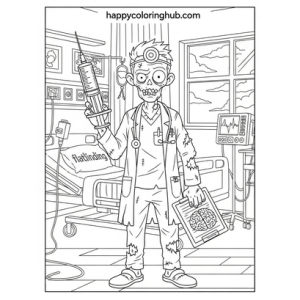 Scary zombie printable coloring pages for kids – Happy Coloring Hub ...