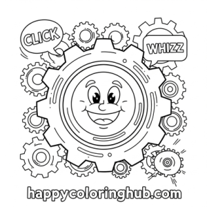 Simple gear wheel bold coloring sheet – Happy Coloring Hub – Free ...