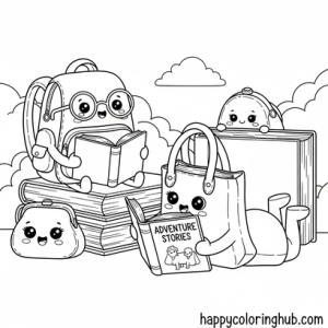 Bags reading coloring page for adults – Happy Coloring Hub – Free ...