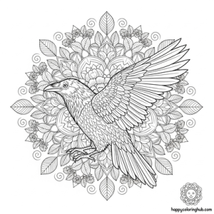 Ravens traveling coloring page for adults – Happy Coloring Hub – Free ...