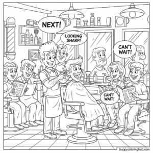 Barber shop coloring page – Happy Coloring Hub – Free Printable ...