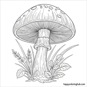 Detailed geometric mushrooms coloring page – Happy Coloring Hub – Free ...
