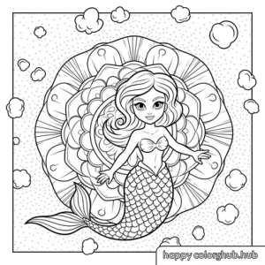 Mandala mermaids coloring page for men – Happy Coloring Hub – Free ...