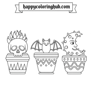 Pastel goth succulents coloring page for men – Happy Coloring Hub ...