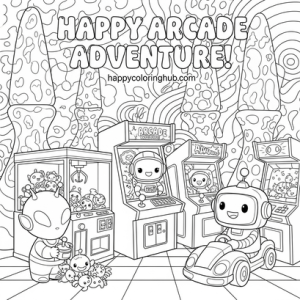 Psychedelic amusement parks coloring page for teens – Happy Coloring ...