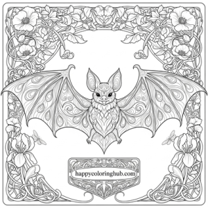 Art Nouveau Bats – Happy Coloring Hub – Free Printable Coloring Pages ...